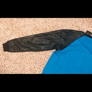 smoke rise ny | Shirts | Mens Faux Leather Sleeve Sweatshirt | Poshmark